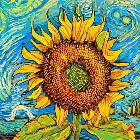 Colorful Bee On Sunflower Inspired By Van Goghs Style On Craiyon