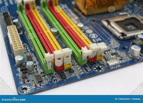Computer Mainboard Memory Ram Socket Stock Image Image Of Ethernet Intel