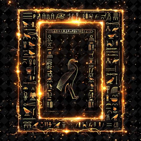 이집트 히에로글리프 고대 기호와 함께 아칸 프레임 수르 네온 컬러 프레임 Y2k 아트 컬렉션 프리미엄 Ai 생성 Psd
