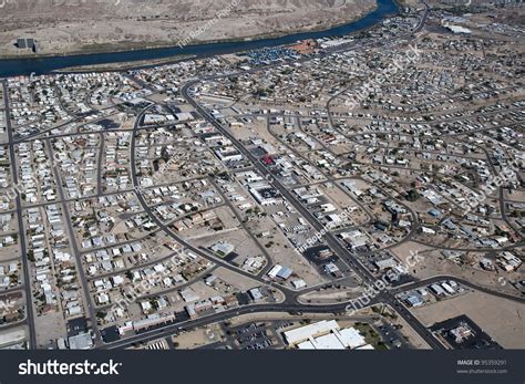 Aerial View Of Bullhead City Arizona And The Colorado River Stock