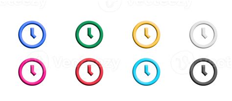 Clock Icon Set Colored Symbols Graphic Elements 16617336 Png