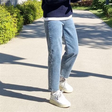 155cm 스판 밴딩 배기핏 키작녀청바지 하이웨스트 키작진