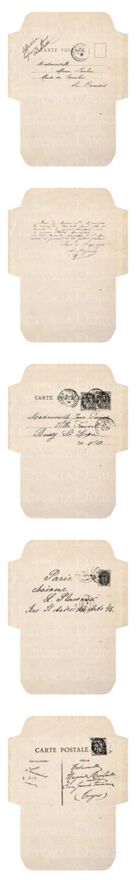 Printable Envelopes Postcard Envelopes Shabby Elegant Envelopes Digital Download Scrapbook