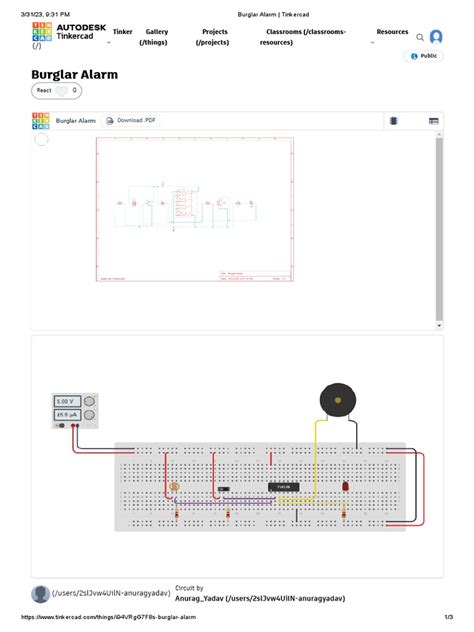 Burglar Alarm Tinkercad Pdf Application Software Software Development
