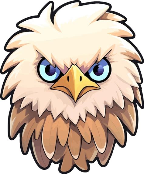 벡터 일러스트 레이 션 귀여운 독수리 스티커 아이콘 프리미엄 벡터