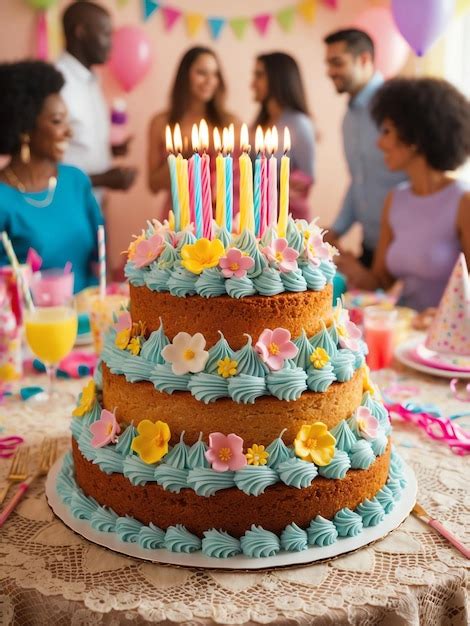 Desenho Elegante De Bolo De Aniversário Imagem Premium Gerada Com Ia