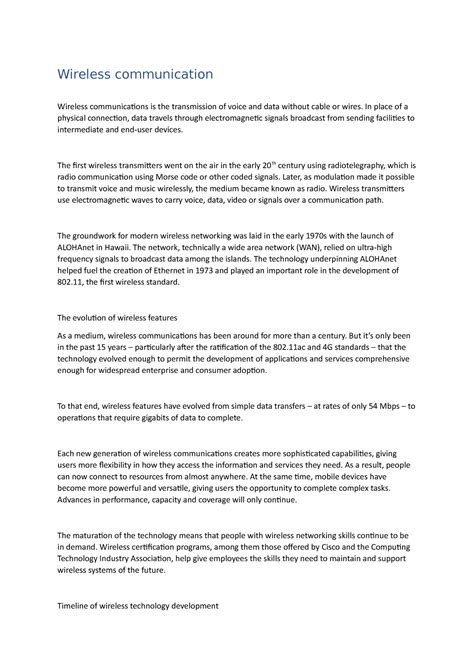 Wireless Communication Wireless Communication Wireless Communications Is The Transmission Of