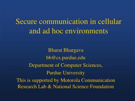 Ppt Secure Communication In Cellular And Ad Hoc Environments