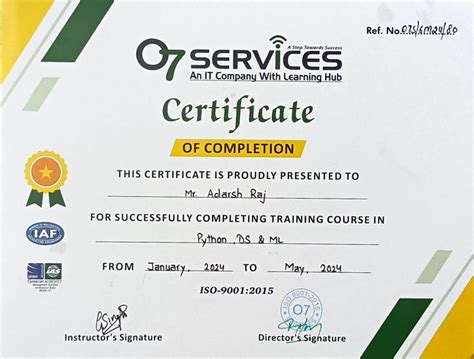 Adarsh Raj On Linkedin I Have Completed 6 Months Training At The O7 Services It Company Thanks To…