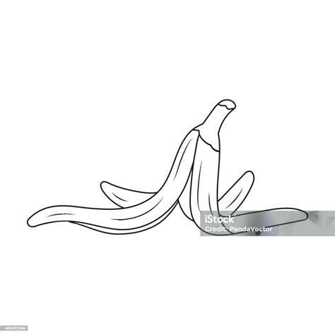 바나나 아이콘 개요 스타일 흰색 배경에 고립의 껍질은 쓰레기와 쓰레기 주식 벡터 일러스트 레이 션 심볼 과일에 대한 스톡 벡터 아트 및 기타 이미지 Istock