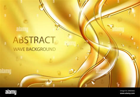 Yellow Golden Flowing Liquid Vector Abstract Wavy Background Oil
