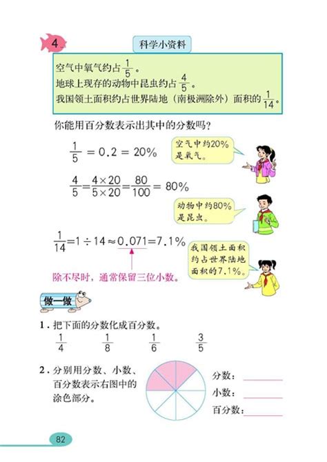 小学六年级数学上册百分数和分数、小数的互化 人教版小学课本