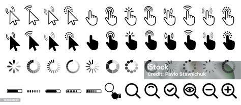 Set 1 Of Flat Cursor Icons In Hand And Arrow Form Mouse Click Cursor Set Arrow And Hand Pointer