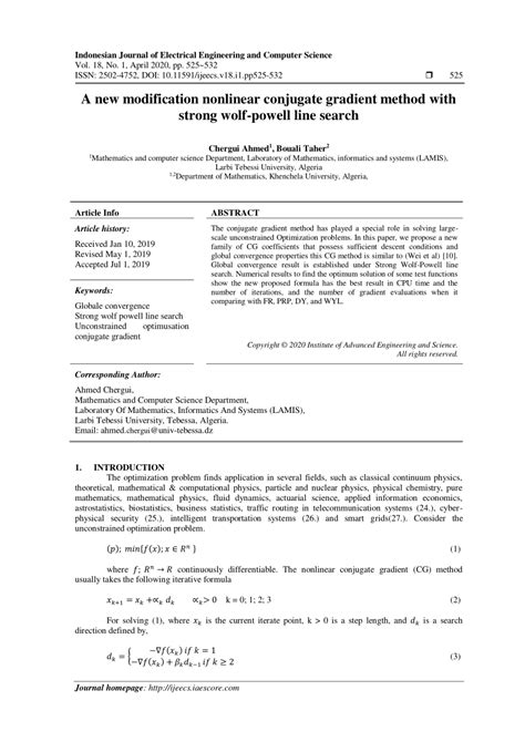 Pdf A New Modification Nonlinear Conjugate Gradient Method With Strong Wolf Powell Line Search