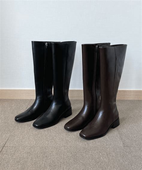 굽4cm 통 넓은 롱부츠 2color 다리커버 하비 절개 롱 미들부츠 모던핏 슬림핏 데일리 심플 옆지퍼 에이블리