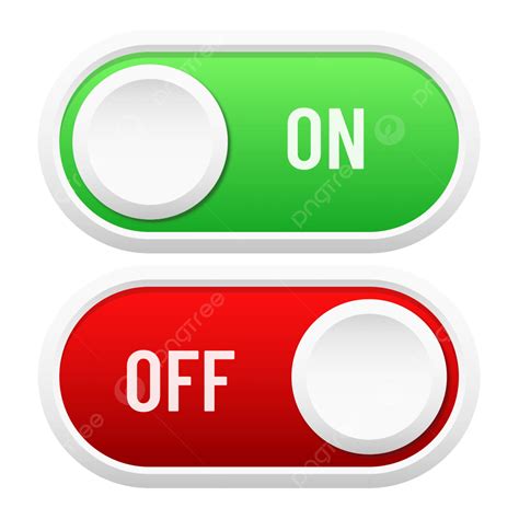 Set Of On Off Switch Button Design In White With Red And Green Combination On Off Button On