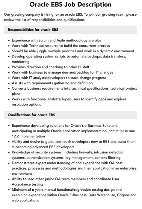 Oracle Ebs Job Description Velvet Jobs