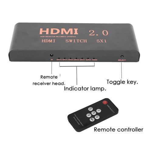 5 in 1 out 2 0 switcher 4k60hz hd switcher support grandado