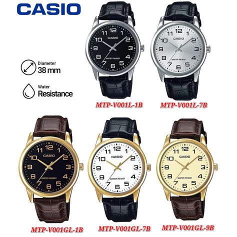 Casio Mtp V001l Mtp V001gl Men Analog Classic Leather Band Shopee Malaysia