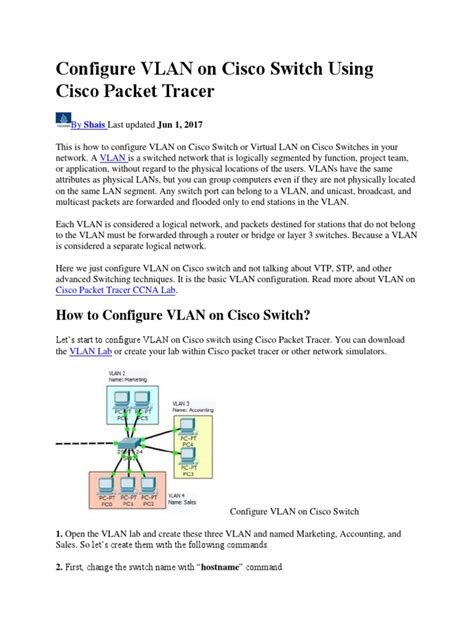 Configure Vlan On Cisco Switch Using Cisco Packet Tracer Pdf Network Switch Router Computing