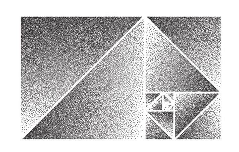 Big Golden Ratio Stippled Rectangle And Triangles Visualization Of Fibonacci Sequence Stock