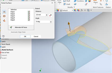 Cut Normal To Surface Of Cylindrical Part In Inventor