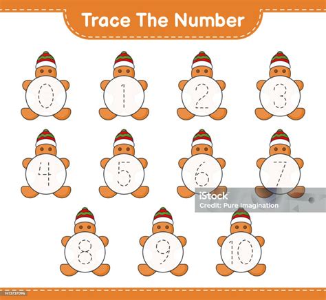 숫자를 추적합니다 진저 브레드 맨 교육 용 어린이 게임 인쇄 가능한 워크 시트 벡터 일러스트레이션으로 추적 번호 0명에 대한 스톡 벡터 아트 및 기타 이미지 Istock