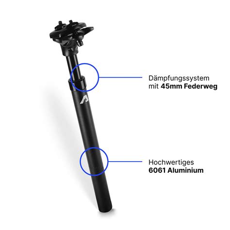 Gefederte Sattelstütze 272mm 45mm Federweg Alpensattel