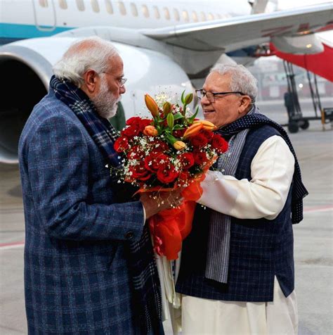 Prime Minister Narendra Modi Being Received Upon His Arrival In Jaipur