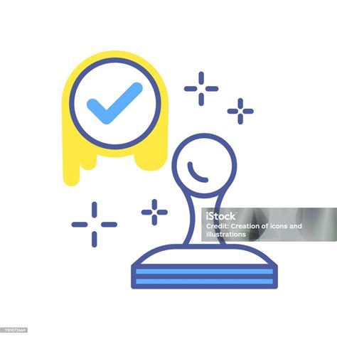 승인 된 스탬프 색상 라인 아이콘입니다 성공적인 체크 개념 인증된 유효성 검사 요소입니다 웹 페이지 모바일 앱에 대한 로그인