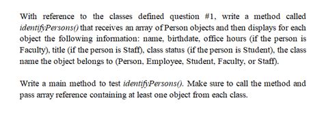 Solved With Reference To The Classes Defined Question 1