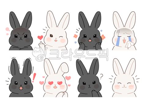 토끼 일러스트 캐릭터 귀여운 검은색 사진이미지일러스트캘리그라피 Woocat작가