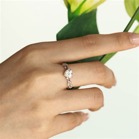 Everlasting Heart Cut Moissanite Ring© Nature Inspired Wedding Ring