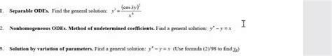 Solved 1 Separable Odes Find The General Solution Y