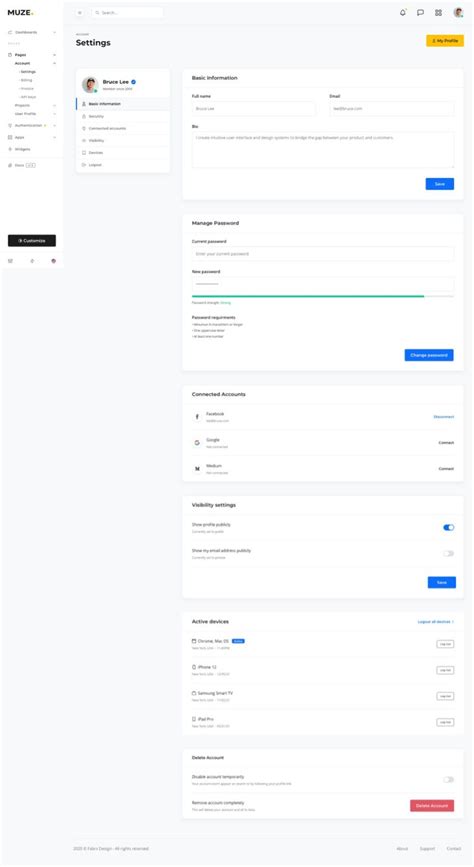 Muze Bootstrap 5 Profile Settings Templates Themes And Dashboard