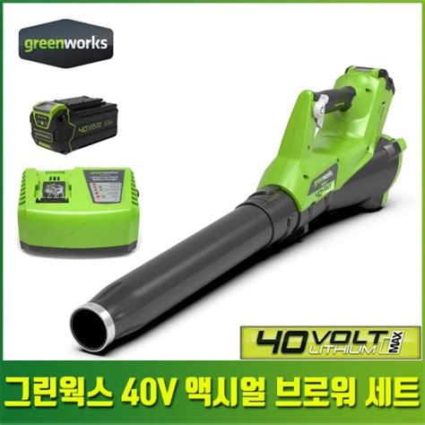 그린웍스 40v 충전 액시얼 브로워 전기 충전 송풍기 낙엽 제설 브러시리스 1개 액시얼브로워 본체5ah배터리1개급속충전기 에누리 가격비교