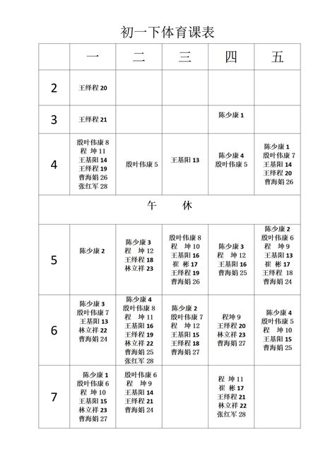 2022 2023第二学期初二体育总课表 体育 南京师范大学附属中学树人学校