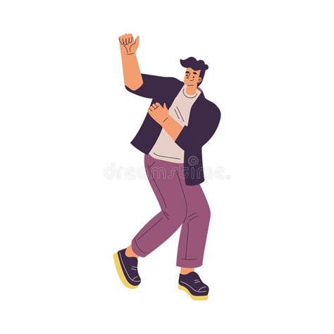 Dancing Man Character In Rhythmic Movement Pose Vector Illustration Stock Vector Illustration