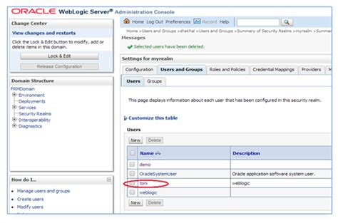 Create Users And Roles In WebLogic AuraPlayer