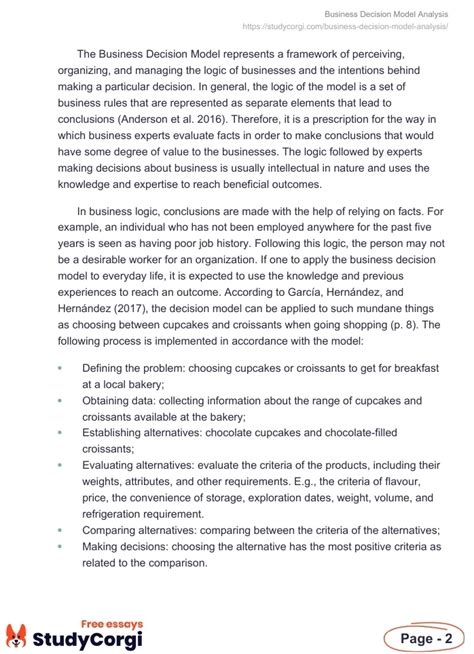 business decision model analysis free essay example
