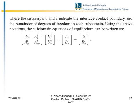 PPT A Preconditioned Domain Decomposition Algorithm For Contact Problem PowerPoint
