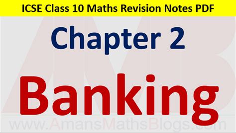 Banking Class 10 Icse Maths Revision Notes Chapter 2 Pdf