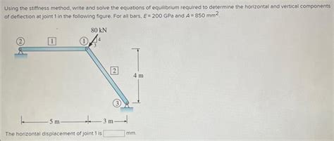 Solved Using The Stiffness Method Write And Solve The Chegg