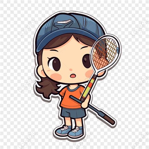 สาวการ์ตูนกับแร็กเก็ตและไม้แบดมินตัน เวกเตอร์ Png สำหรับการดาวน์โหลดฟรี Lovepik