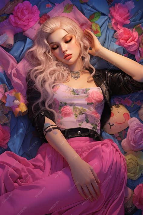Premium Ai Image Hyperrealistic Teenage Cute Rave Girl Laying In Bed