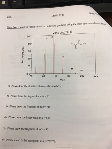 Solved Answer The Following Using The Mass Spectrum Shown