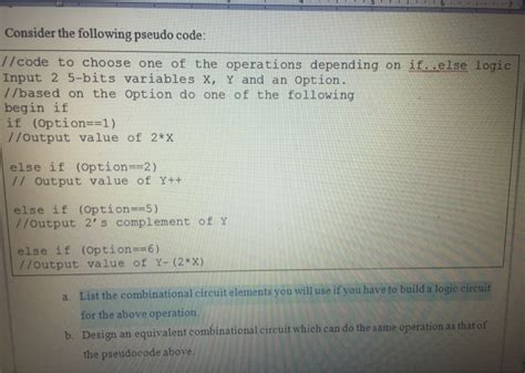 Solved Consider The Following Pseudo Code Code To Choose