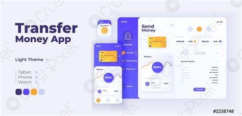 Transfer Money App Screen Vector Adaptive Design Template Virtual Wallet Stock Vector 2238748