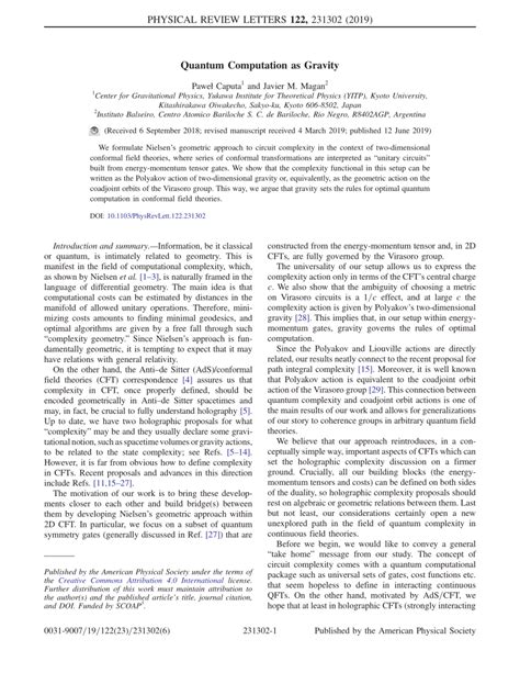 Pdf Quantum Computation As Gravity