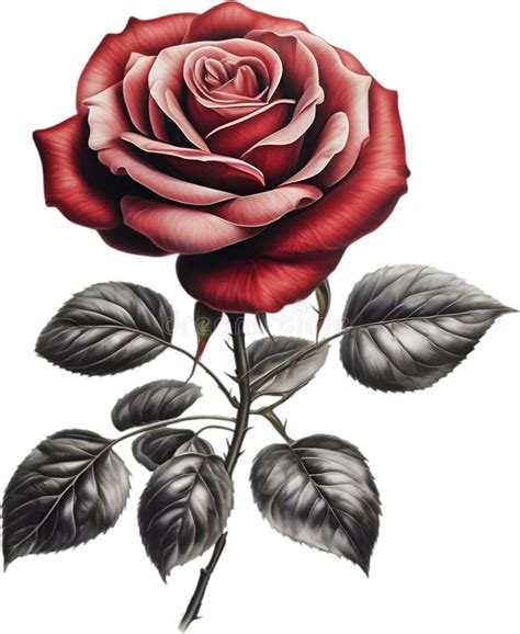 Red Rose Painting In Full Bloom Red Rose Tattoo Rose Illustration Stock Image Illustration